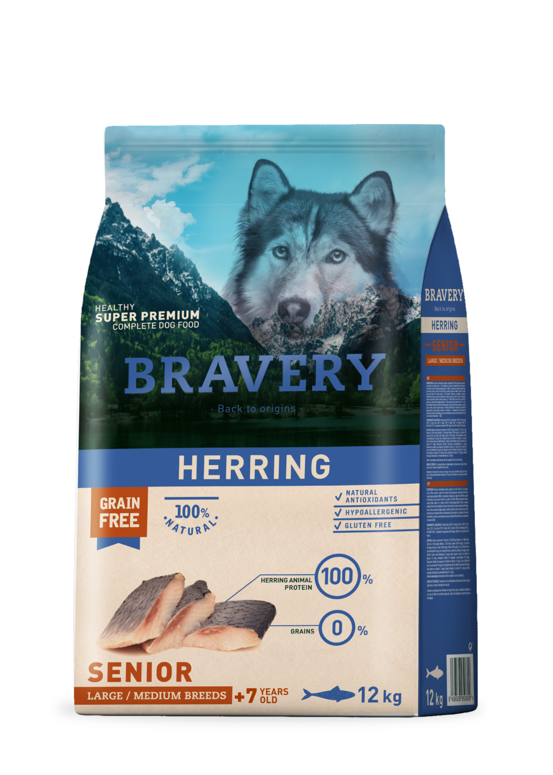 Alimento para perros con arenque. Alimento seco - Bravery